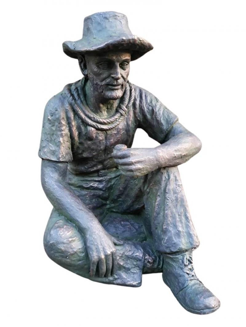 Swagman Sitting "Waltzing Matilda" Inscribed Swag 60cm Bronze Finish B ...